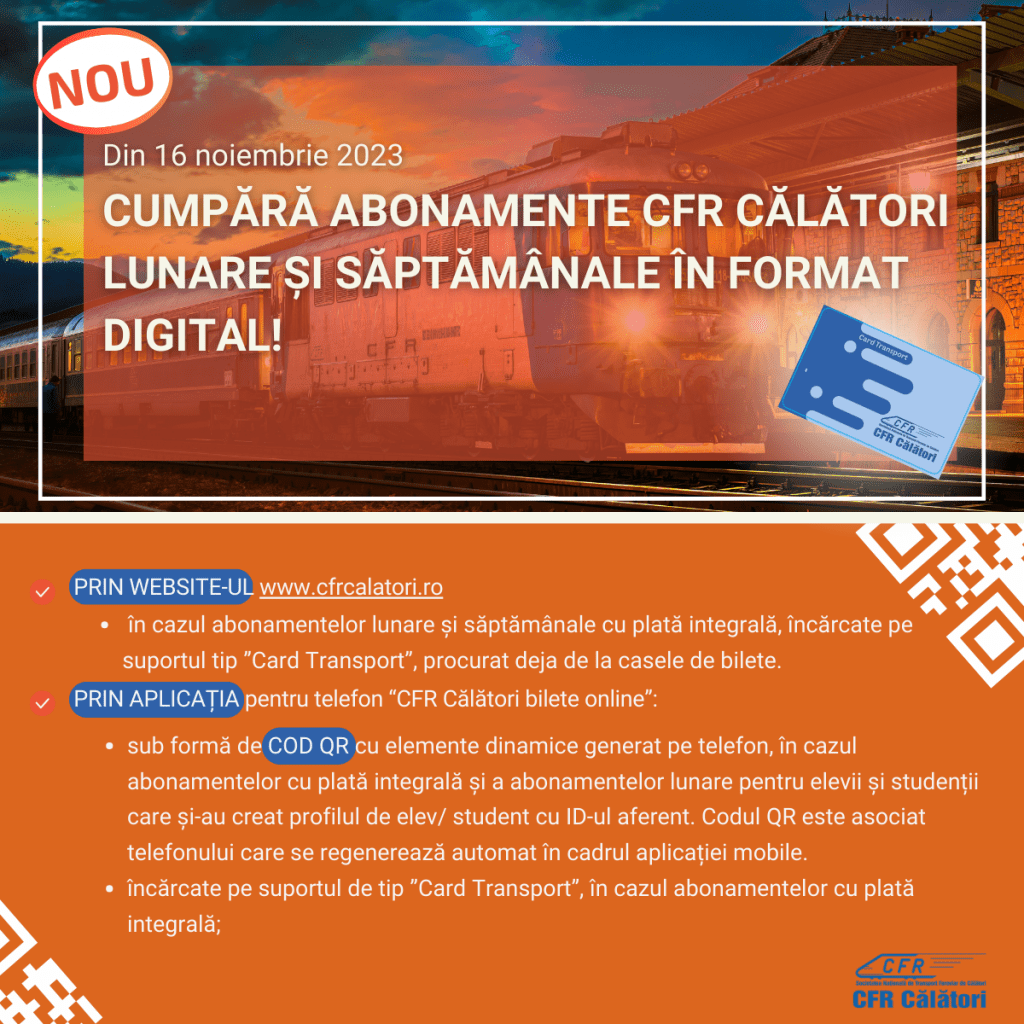 ABONAMENTE ÎN FORMAT DIGITAL - CFR Calatori